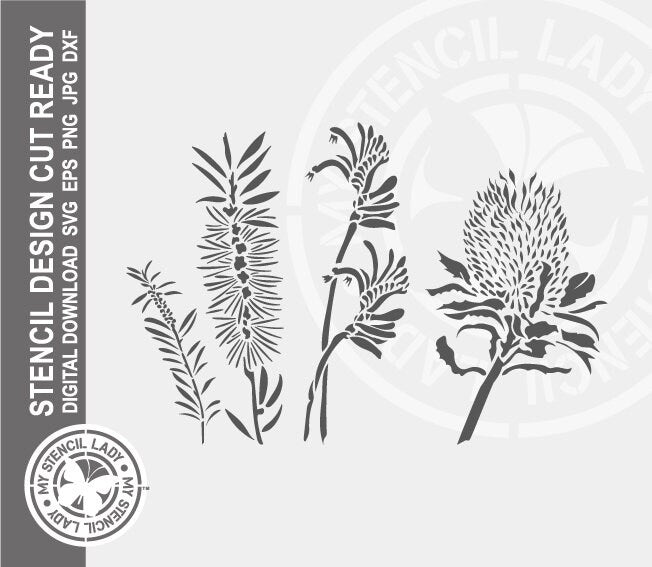 Australian Natives Flower Mix 1467 Stencil Digital Download Laser Cric ...
